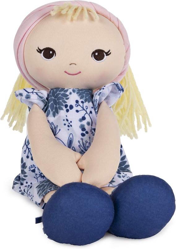 Amazon.com: GUND Baby Toddler Doll Plush Blonde, Blue Floral Dress, 8 ...