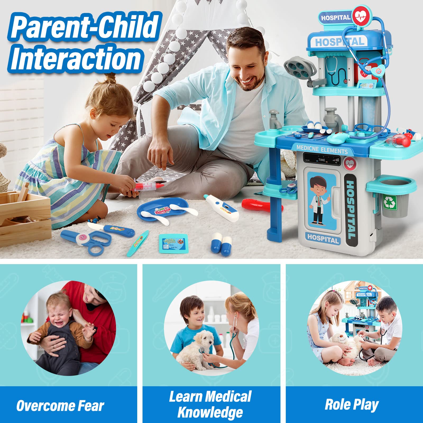 Mua Doctor Kit for Toddlers Aged 3 4 5, 2 in 1 Kids Doctor Playset with ...