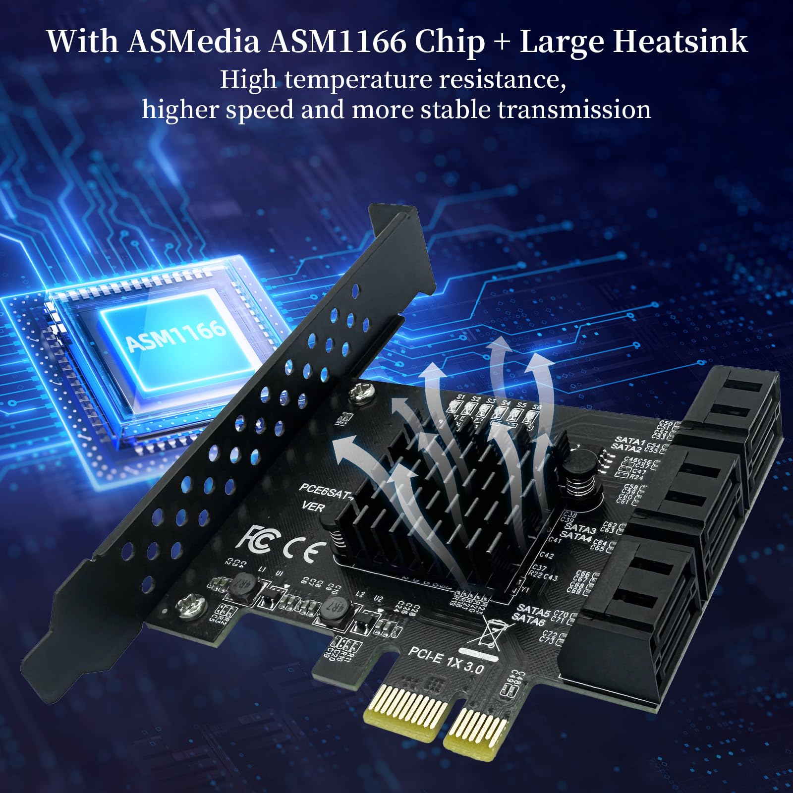 Mua PCIe x1 SATA Card 6 Port, PCIE 3.0 SATA Expansion Card Controller ...