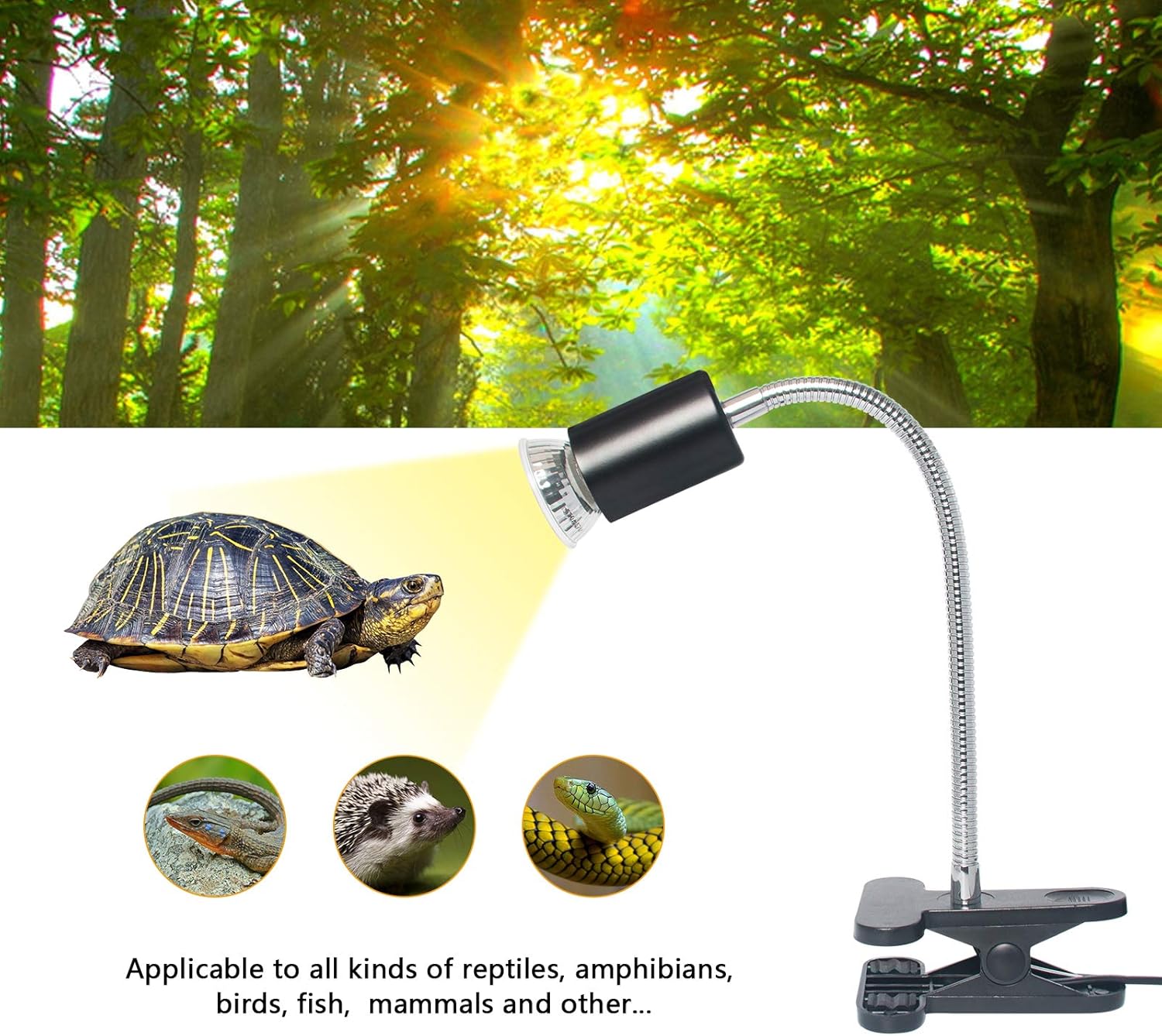 Arofaue Tortoise Heat Lamp,360°Adjustable Heat Spotlight For Aquarium Reptile,25W+50W Basking ...