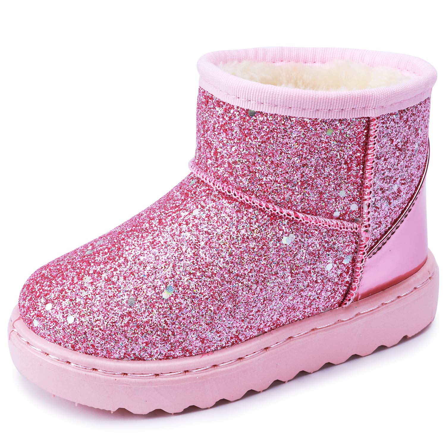 Buy UBELLA Girl's Glitter Sequins Winter Warm Faux Fur Lined Snow Boots ...