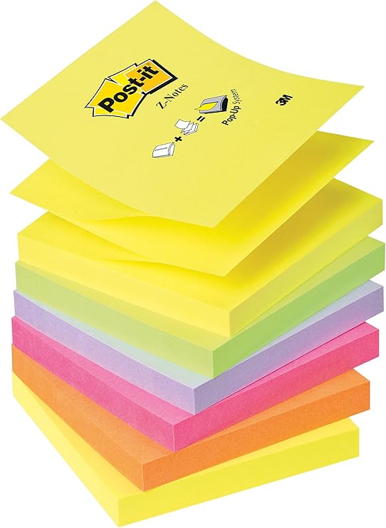 Post-it Z-Notes Ricarica Foglietti Adesivi Colorati per Dispenser, Set ...