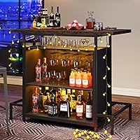 Amazon.com: Tribesigns Home Bar Unit, Industrial 3-Tier Liquor Bar ...