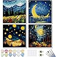 Amazon.com: Paint by Number for Adults Beginners, 4 Pack DIY Adult Paint by Number Kits on ...