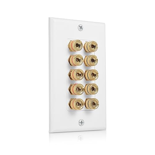 Cable Matters Speaker Wire Wall Plate, Gold Plated Speaker Wall Plate ...