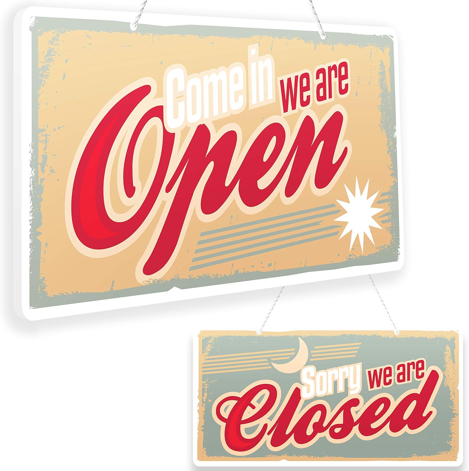 Amazon.com: Plastic Open Closed Sign - Reversible Double-Sided Open ...