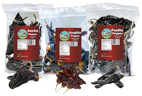 Dried Chile Peppers Variety Pack (12 oz Total) Ancho Chiles, Guajillo ...