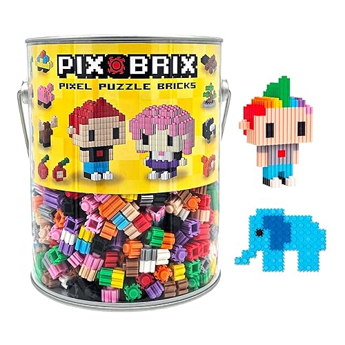 Pix Brix Pixel Art Puzzle Bricks Bucket – 1,500 Piece Pixel Art Kit ...