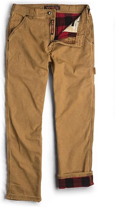 Walls Mens Carpenter Vintage Plaid Flannel Lined Pant with Spandex ...