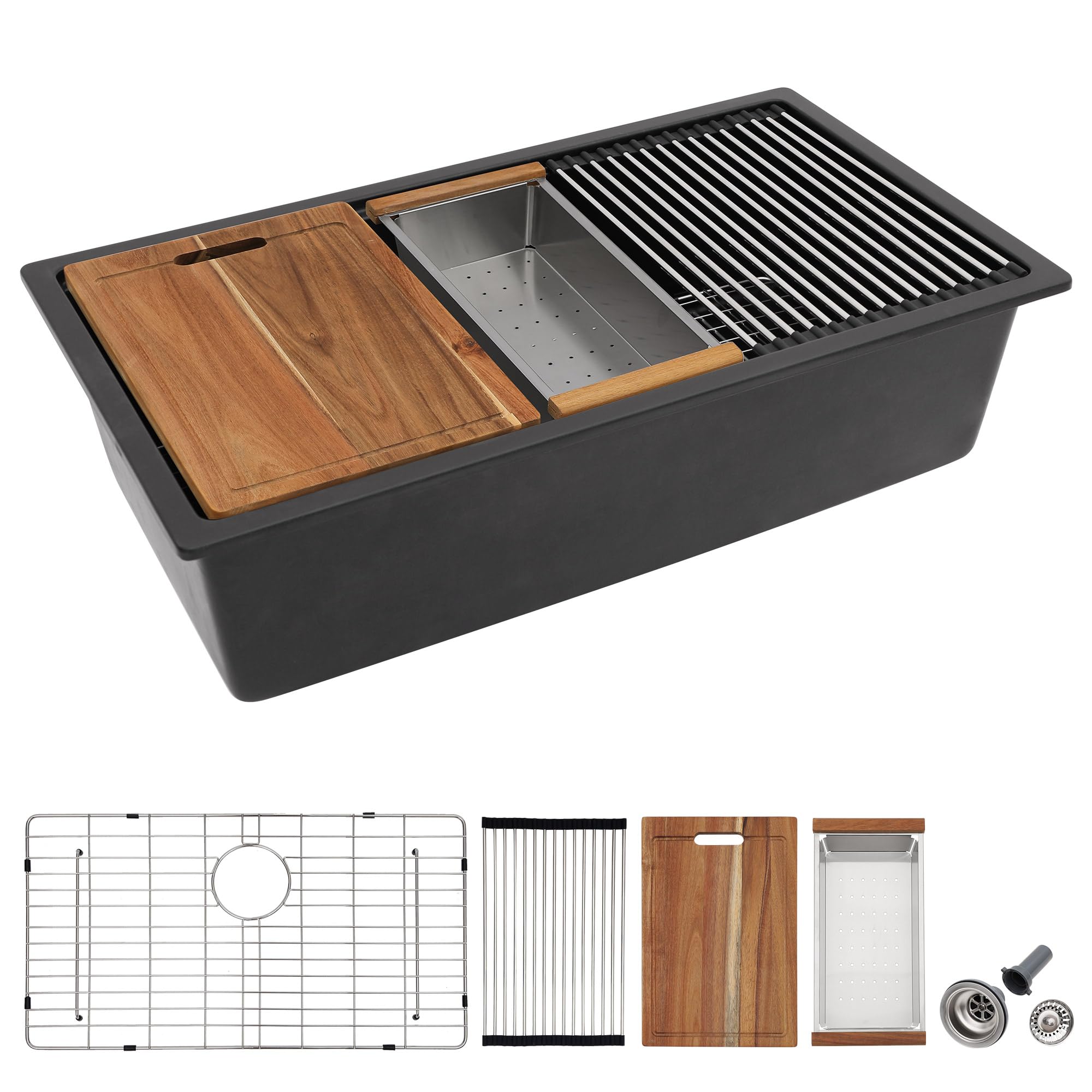 30 Granite Composite Kitchen Sink - Fulorni 30"x19" Granite Kitchen ...
