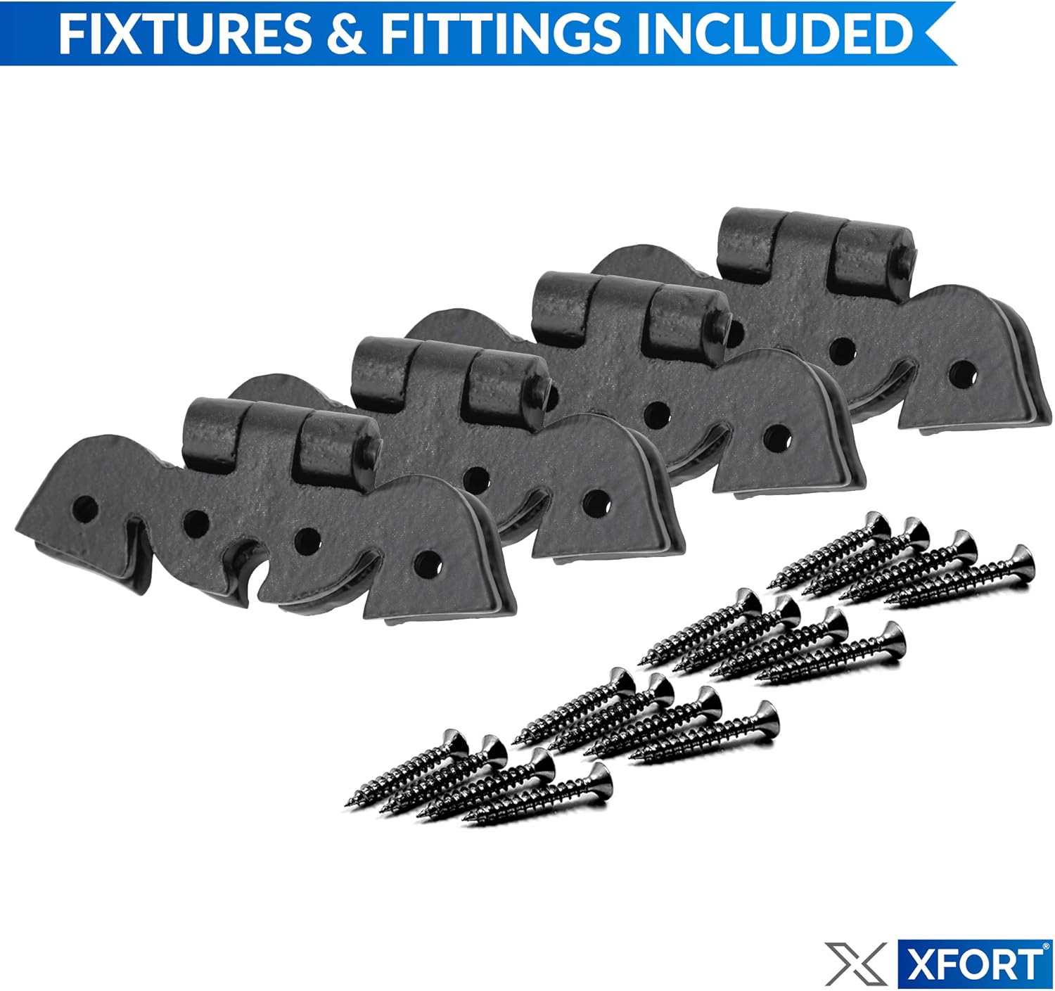 XFORT® 2 Pairs Black Butterfly Hinges with Rustic Ornate Design ...