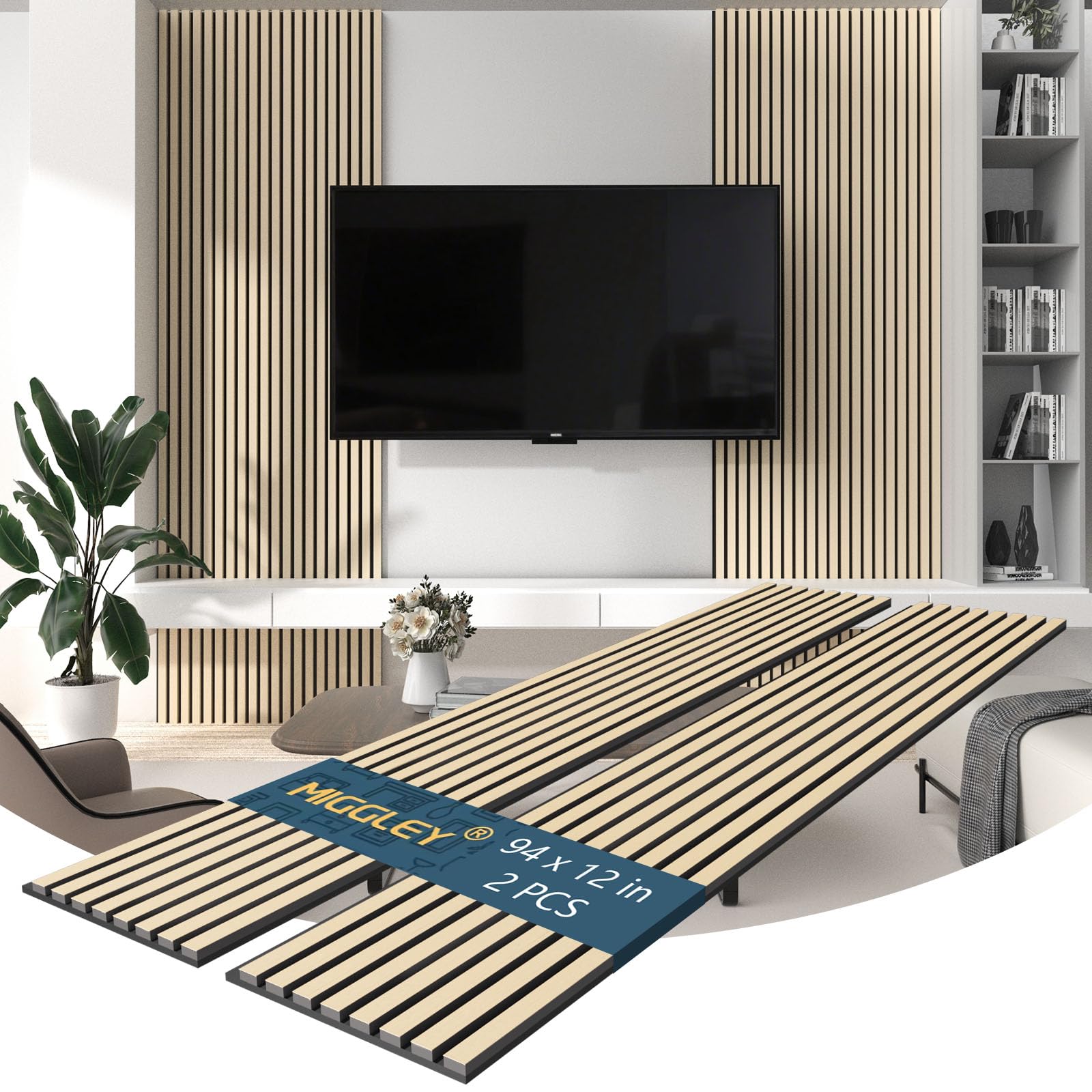 Acoustic Wood Wall Panels, Slat Wall Paneling for Home Living Room ...