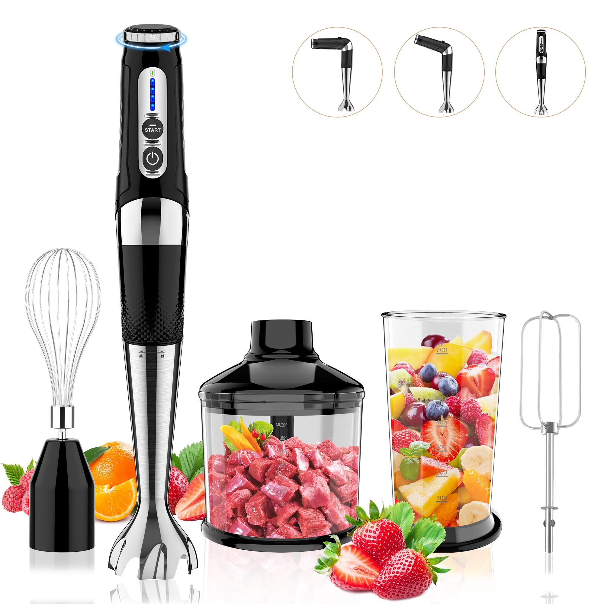 Cordless Immersion Blender: 4-in-1 Rechargeable Electric Hand Blender ...