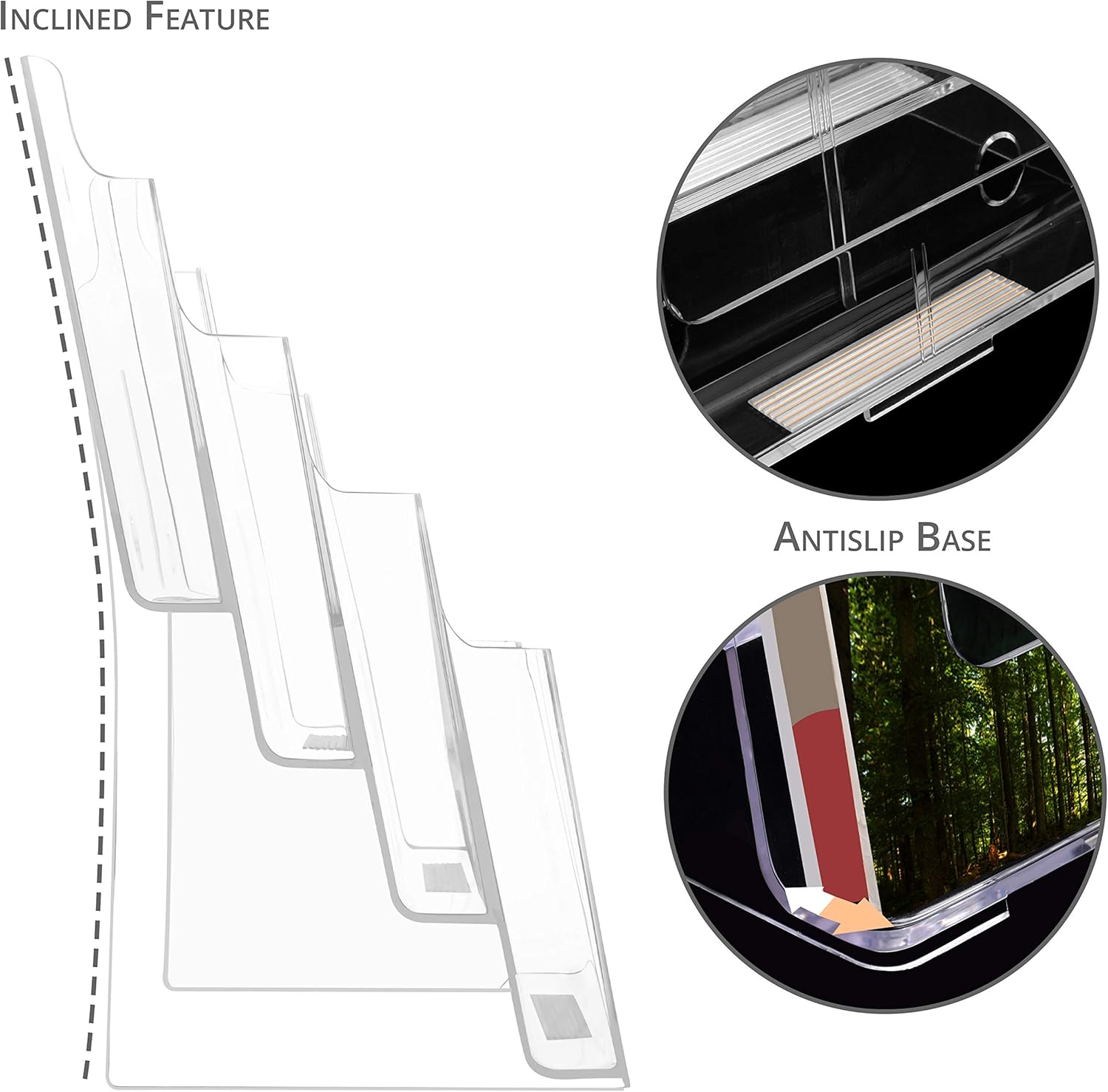Kurtzy A4 Literature Display Stand (2 Pack) – 4 Pocket Clear Acrylic ...