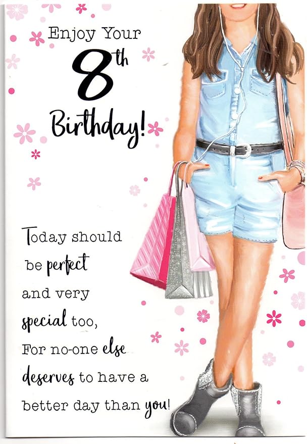 Birthday Card for Eight (8) Year Old Girl - Free 1st Class Post (UK ...