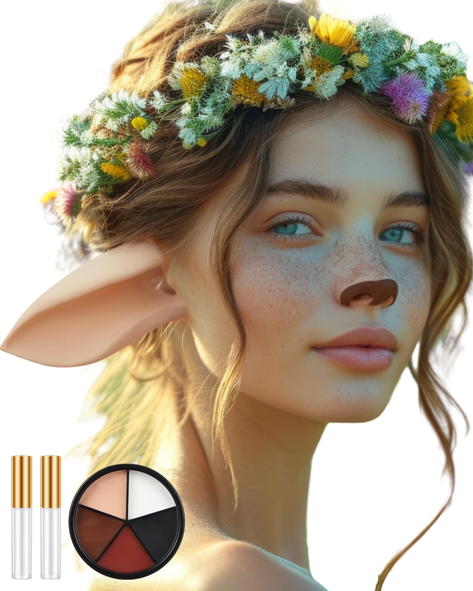 Libima Faun Ears Satyr Costume Prosthetic Deer Fawn Goat Antlers Ears ...