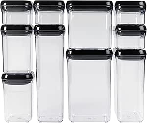 Amazon.com: Oxo Good Grips 10-piece Pop Container Set, Black Lids ...