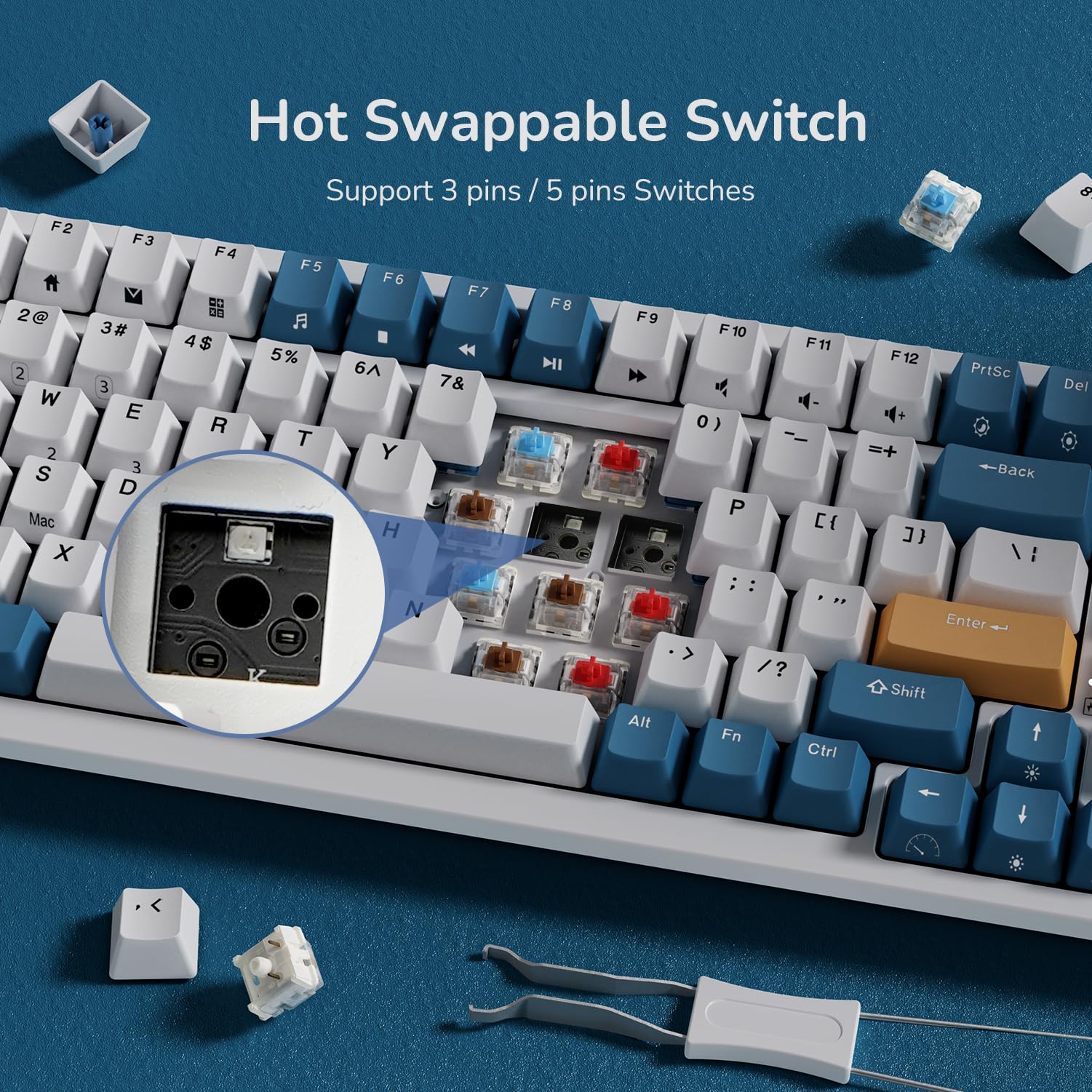 Mua RK98 Wireless Mechanical Keyboard Triple Mode 2.4G/BT5.1/USB-C 100 ...