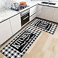 Amazon.com: Black and White Buffalo Plaid Kitchen Rugs, Set of 2 ...