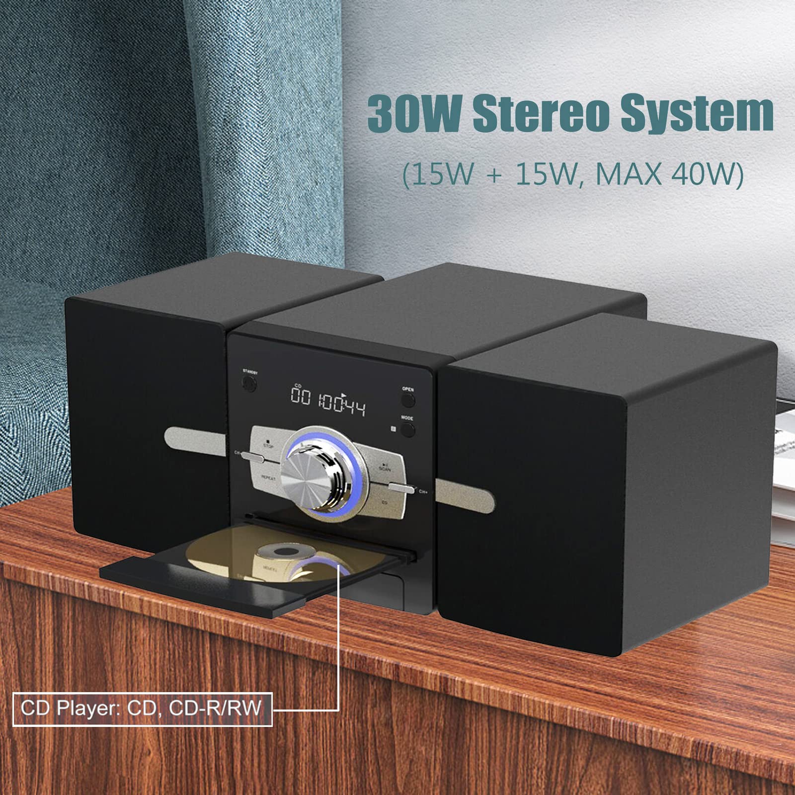 Mua Home CD Stereo Shelf System, 30W RMS Micro Component System with CD ...