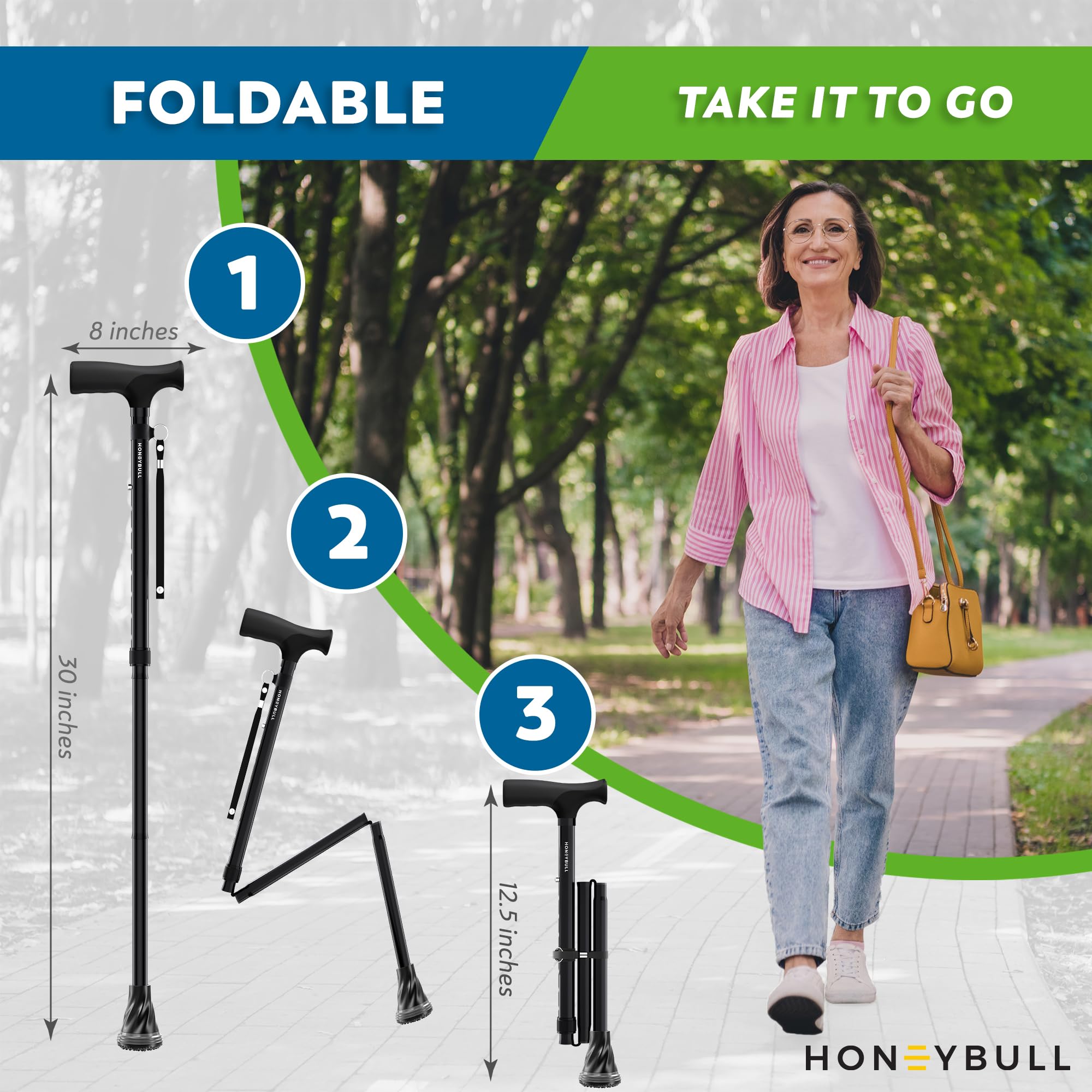 Mua HONEYBULL Walking Cane with Air Cushion for Men & Women - Foldable ...