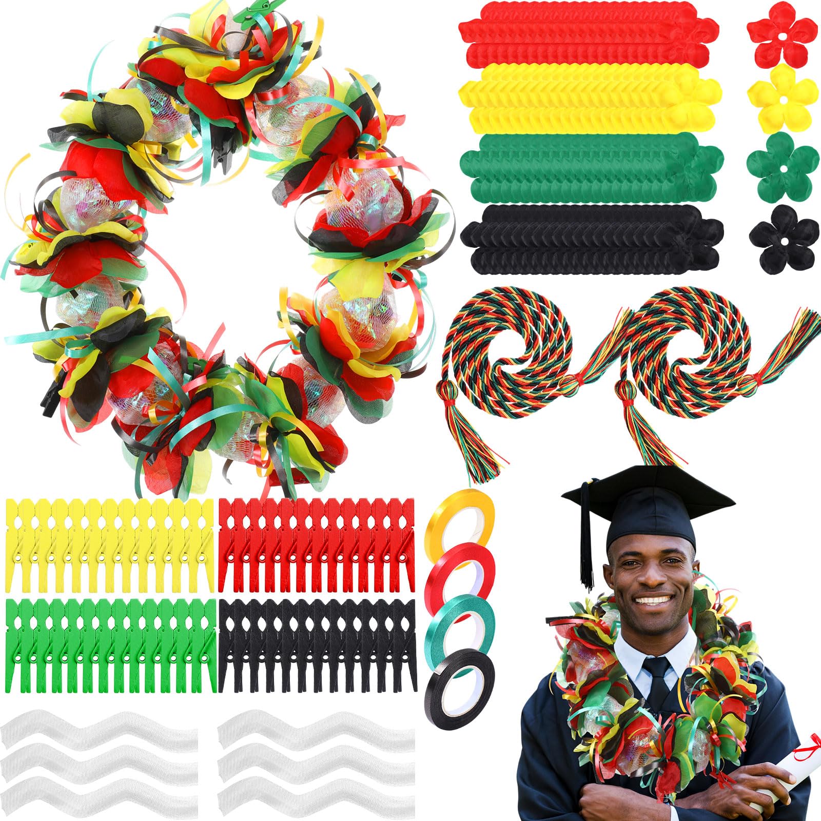 Kosiz 6 Sets Kente Graduation Stole Class of 2025 Candy Leis Tubing ...