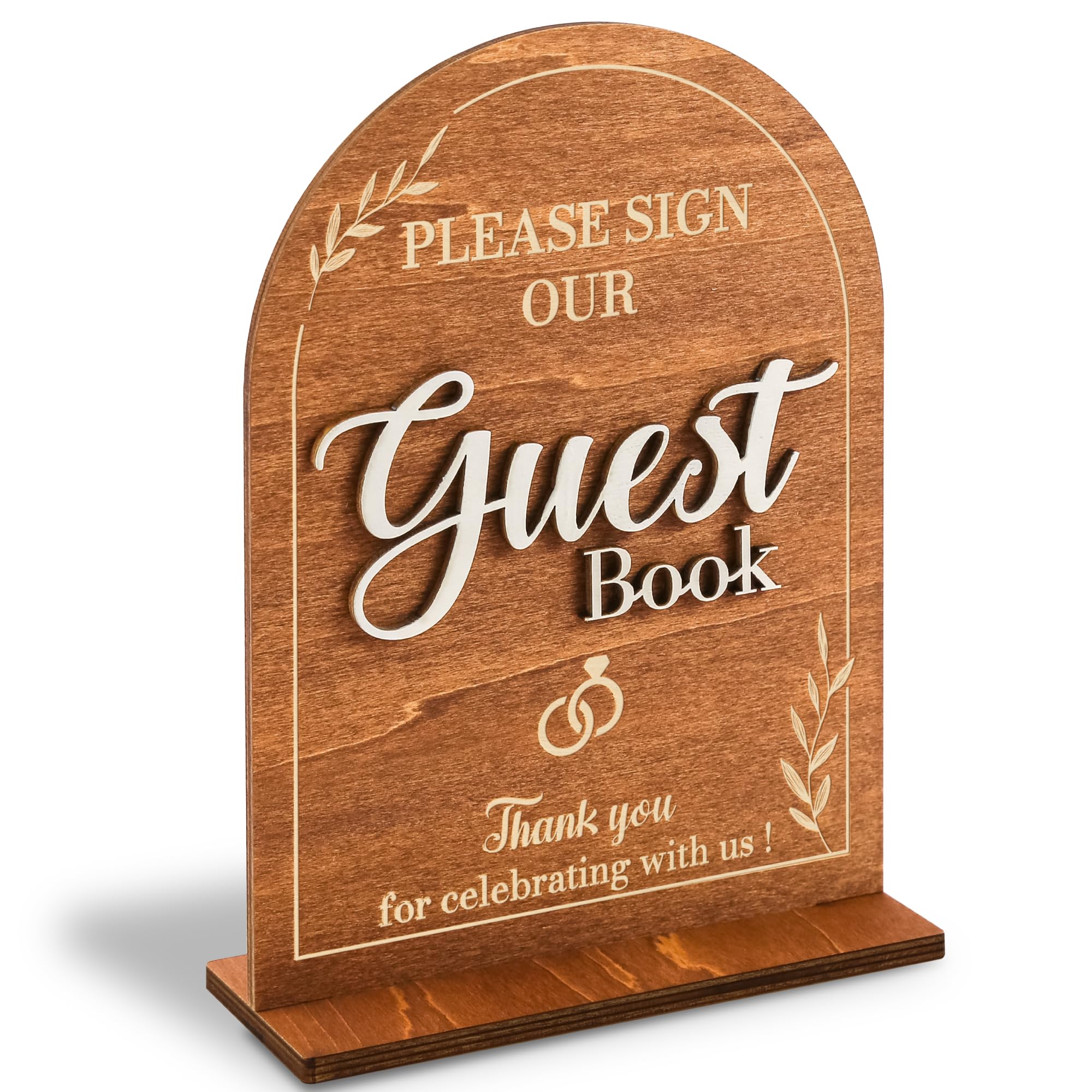 Stofinity Rustic Wedding Guest Book With Stand - Please Sign Our ...