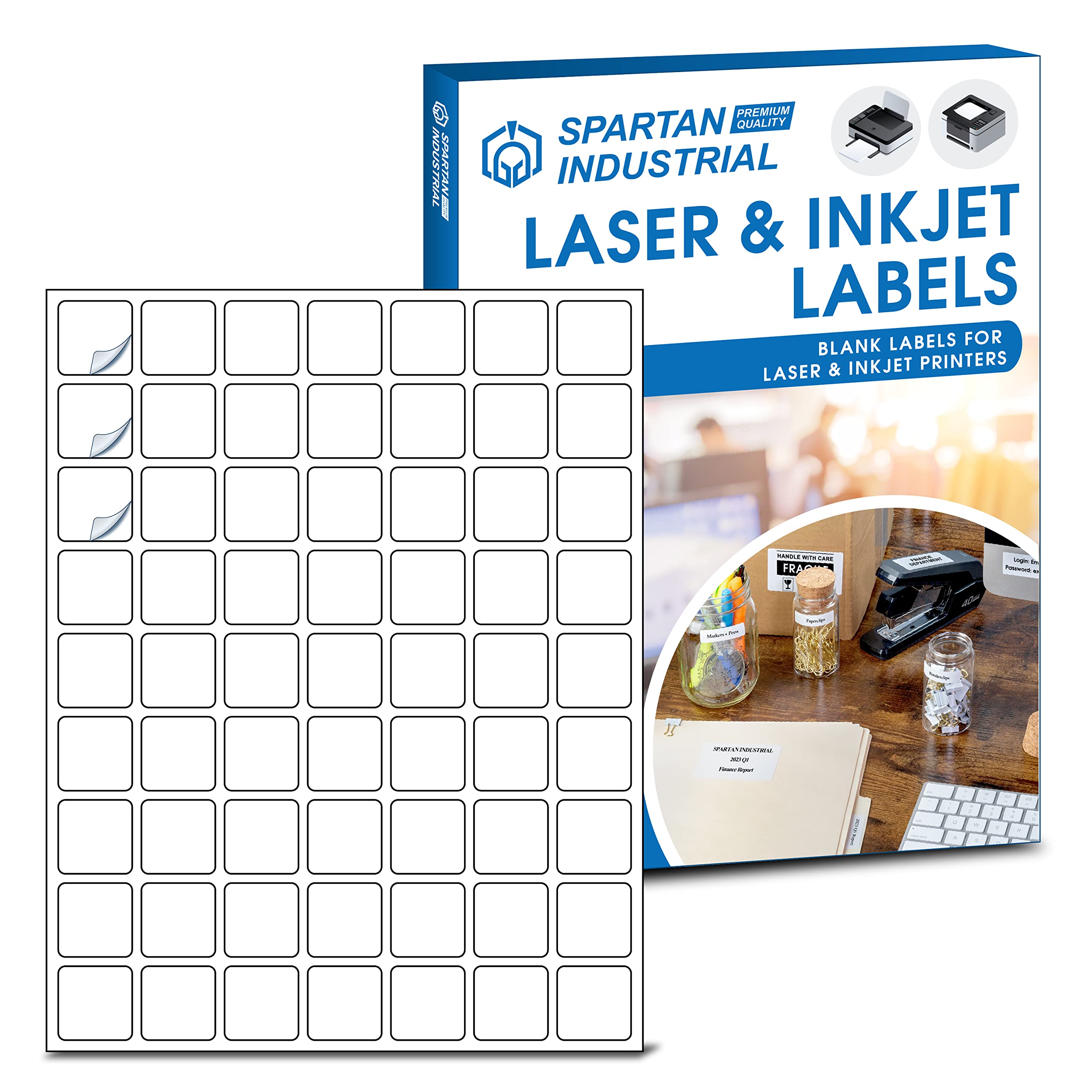 Mua Spartan Industrial Printable Square Laser Inkjet Labels - 1" X 1" - White, 250 Sheets, 15750 ...