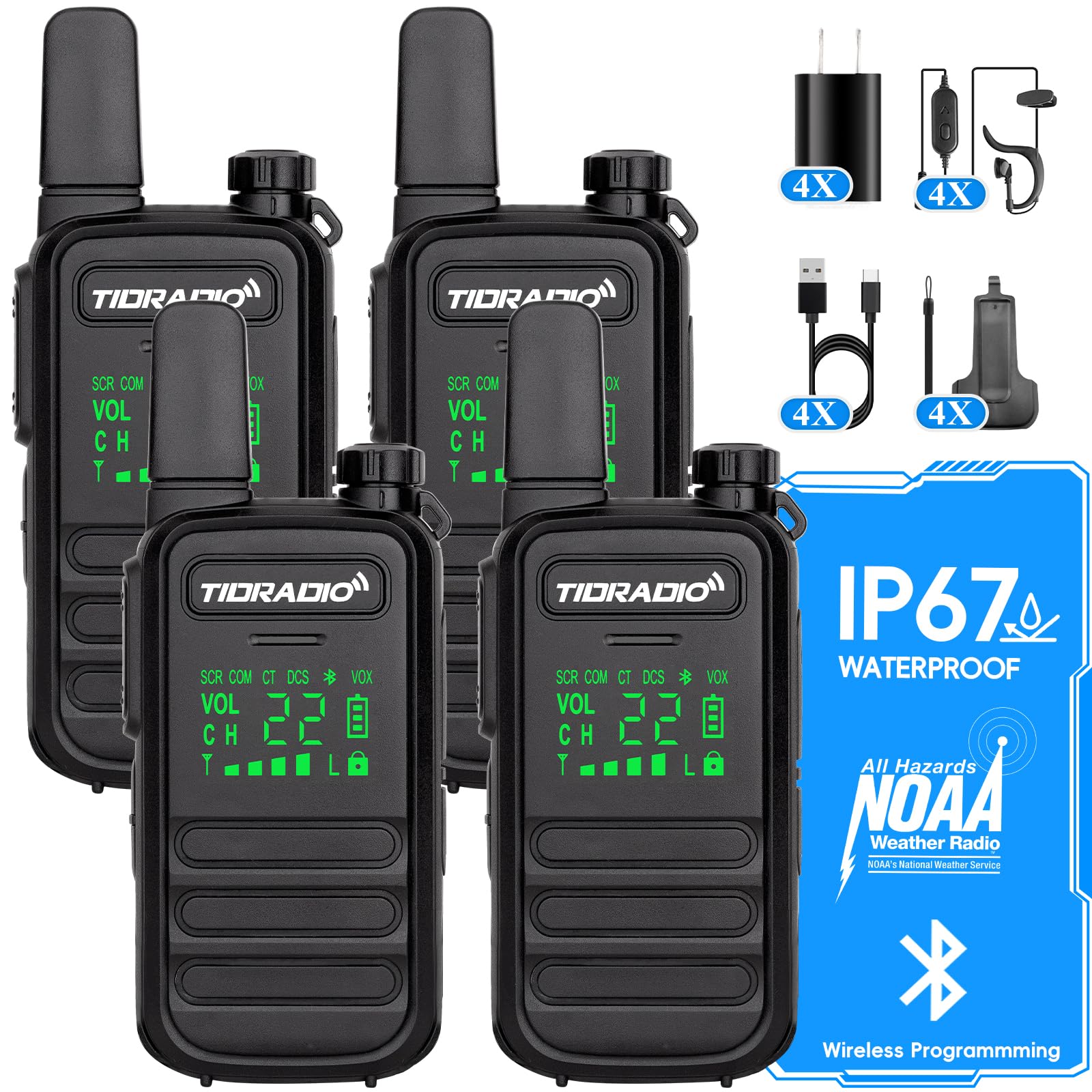 Walkie Talkies for Adults IP67 Waterproof, TIDRADIO TD-M11 Two-way ...