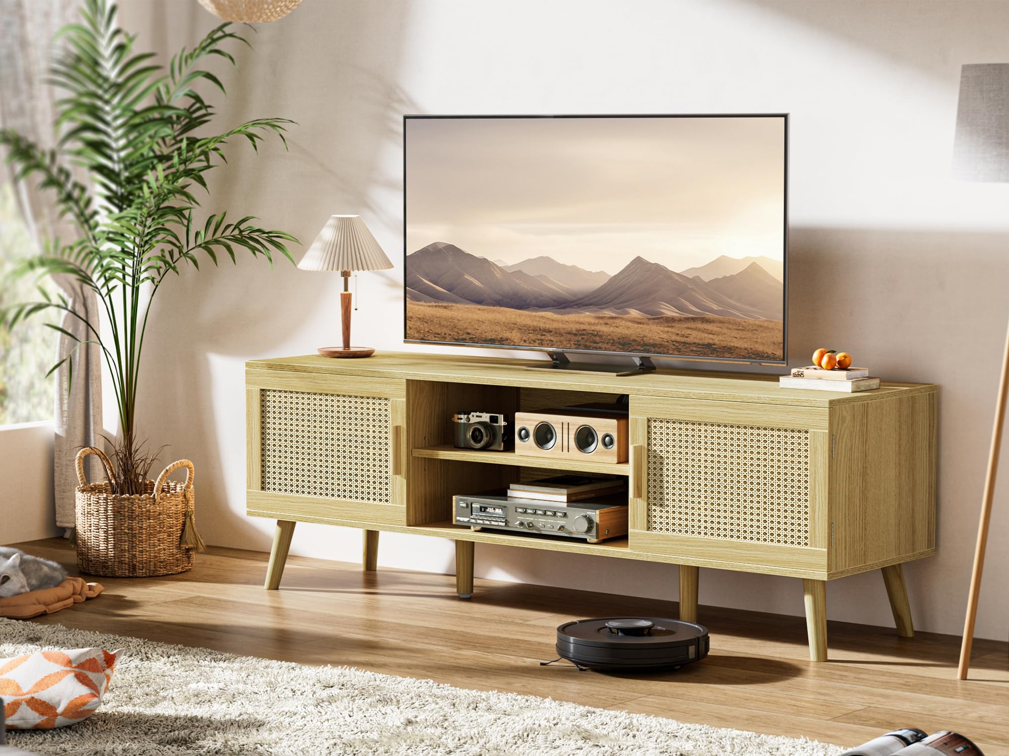 Mua Boho TV Stand for 65 Inch TV, Entertainment Center with Adjustable ...