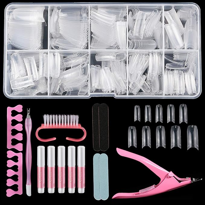 Amazon.com: Acrylic Nail Tips Kit - Clear False Nails, 500PCS French ...