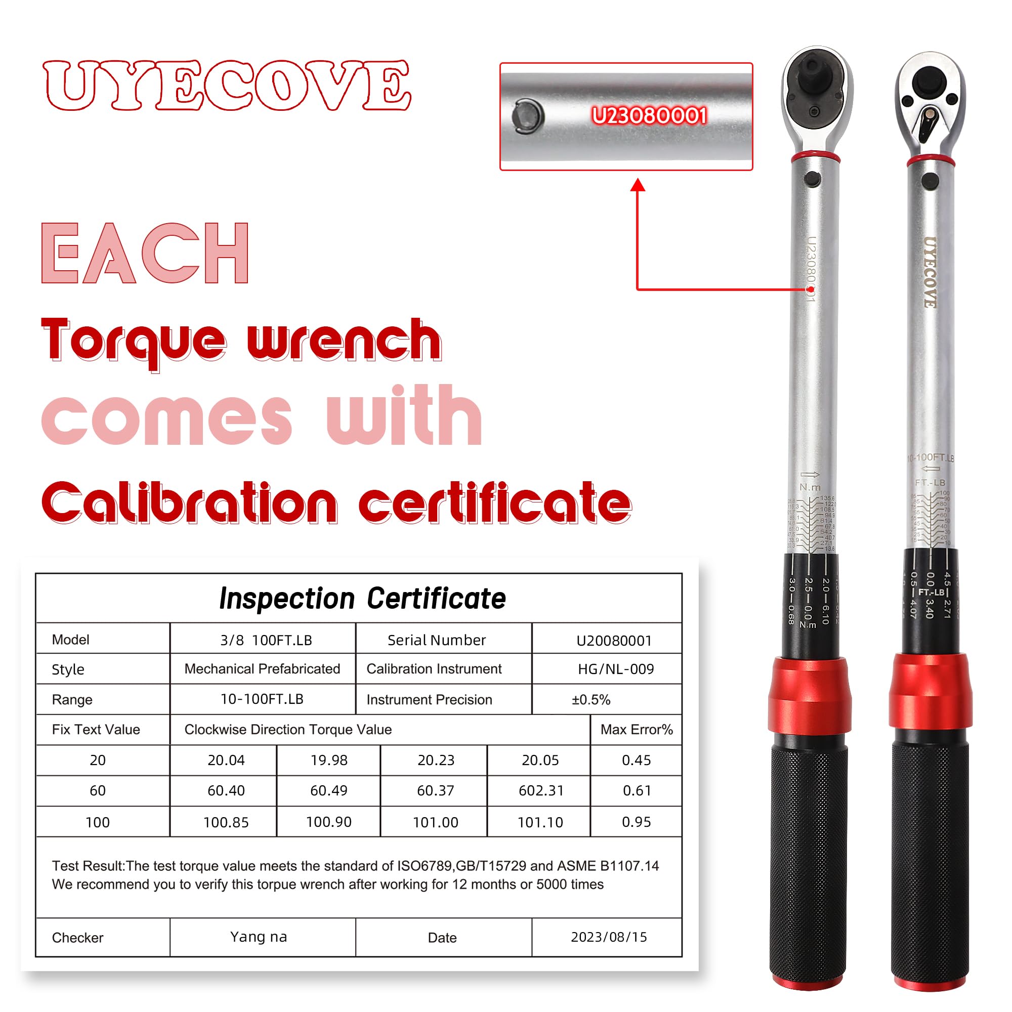 Mua UYECOVE 3/8-Inch Drive Click Torque Wrench, Dual-Direction Click ...