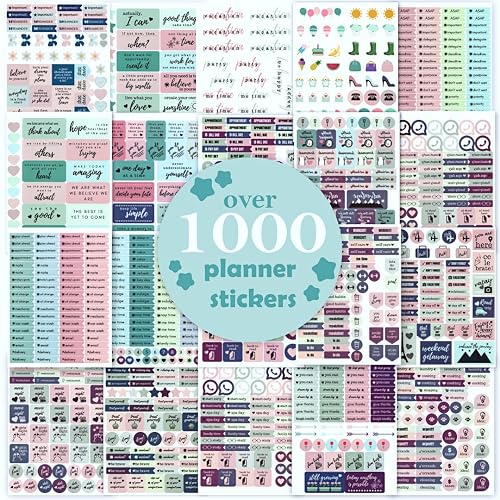 Planner Stickers - Set of Over 1,000 Planner Stickers - 20 Sheets of ...