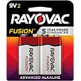 Amazon.com: Rayovac Fusion 9V Batteries, Premium Alkaline Red/Silver, 2 ...