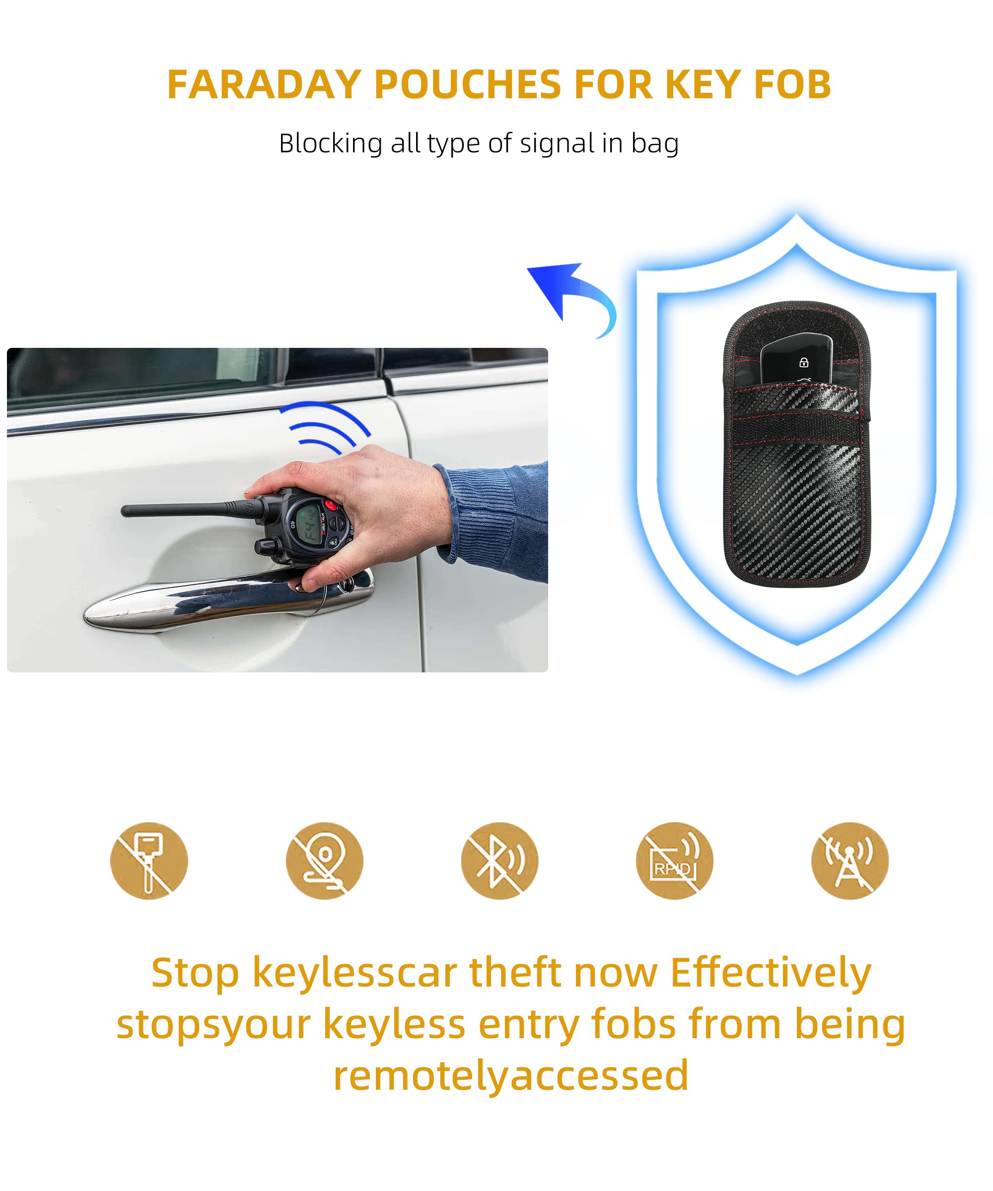 Mua 2PCS Faraday Key Fob Protector,Premium Faraday Bags Car RFID Signal ...