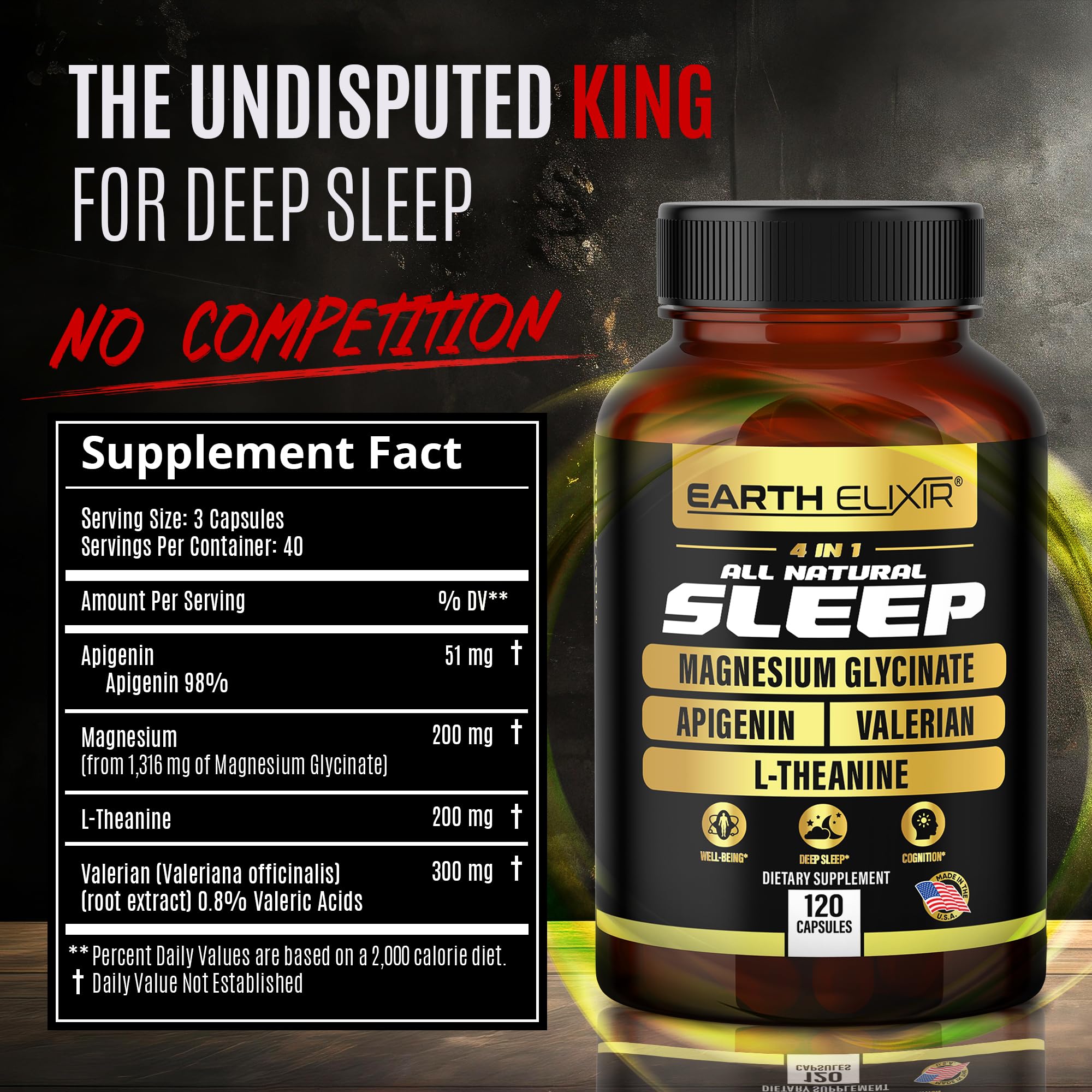 Mua Earth Elixir 4-In-1 Sleep Aid (120 Caps) w/ Apigenin 50mg ...