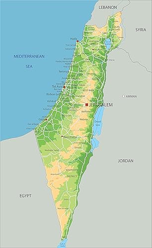 Israel Physical Map Poster 24"x40" [Laminated] World Maps in Saudi ...