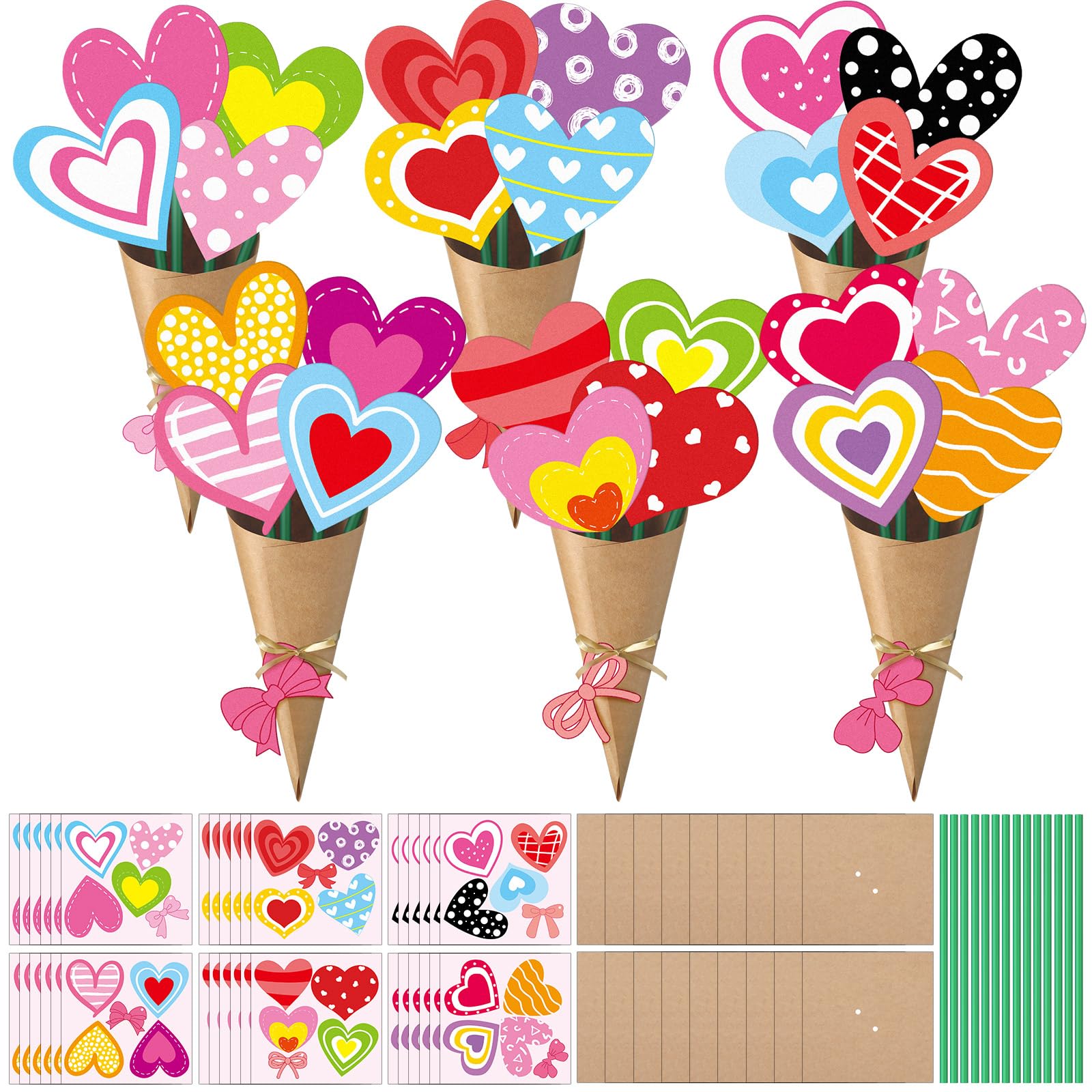 Motipuns 36 Set Valentine's Day Flower Bouquet Craft Kit DIY Heart ...