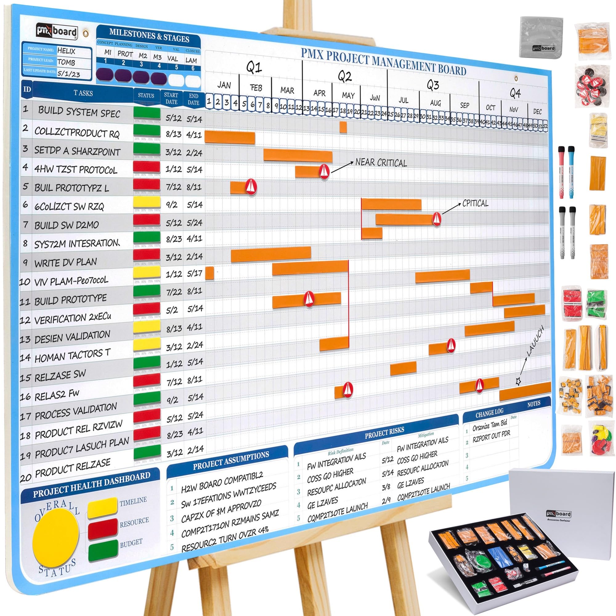 Mua PMXBOARD Gantt Chart Project Whiteboard Kit | 668 Magnetic Pieces | Visual Timeline, Risks ...
