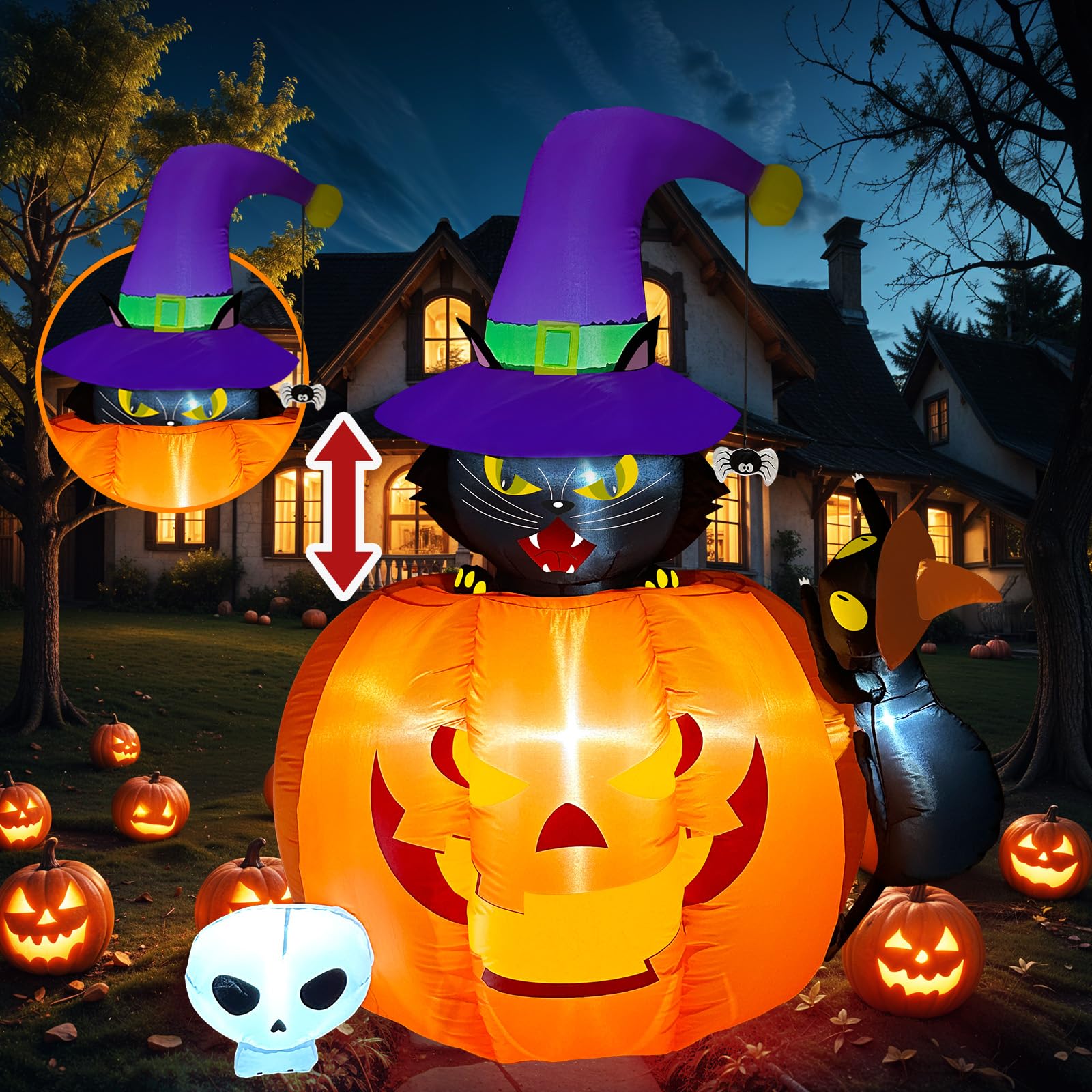 GUDELAK 5FT Halloween Inflatables Outdoor Decorations Animated Witch ...