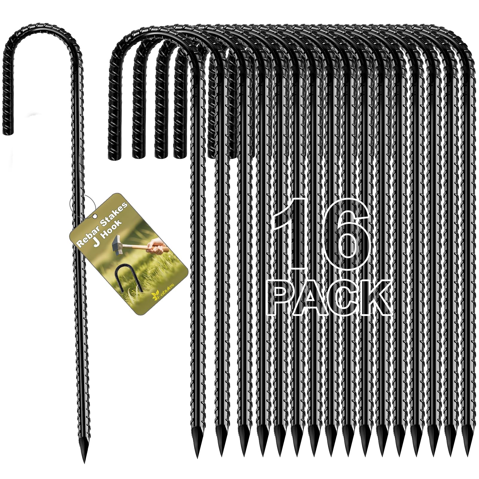 Fabulas Rebar Stakes 12 Inch, Rebar Stakes Heavy Duty 16 Pack Ground ...