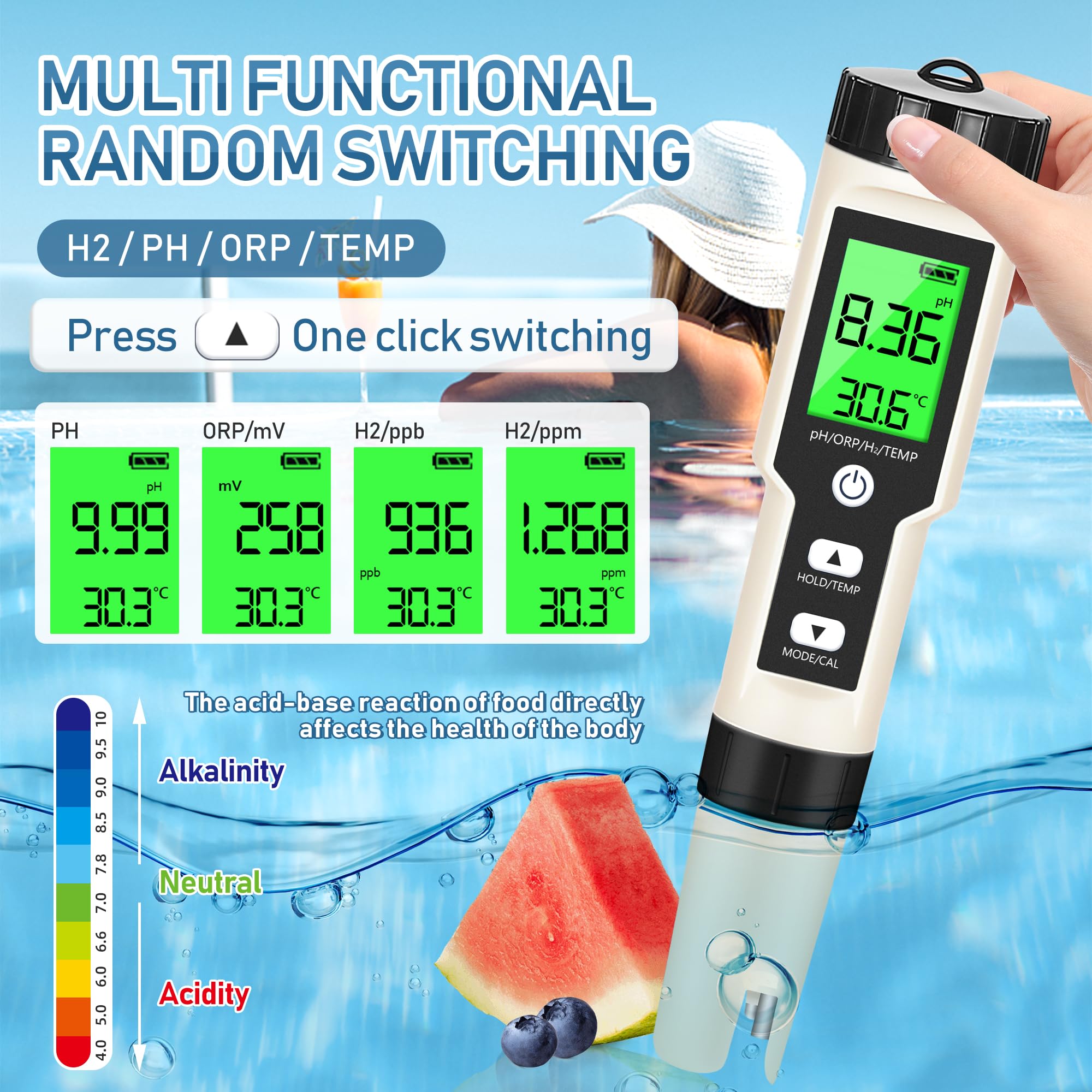 Mua Hydrogen Water Tester 4 in 1 PH,H2,ORP&Temp,pH Meter ORP Meter ...