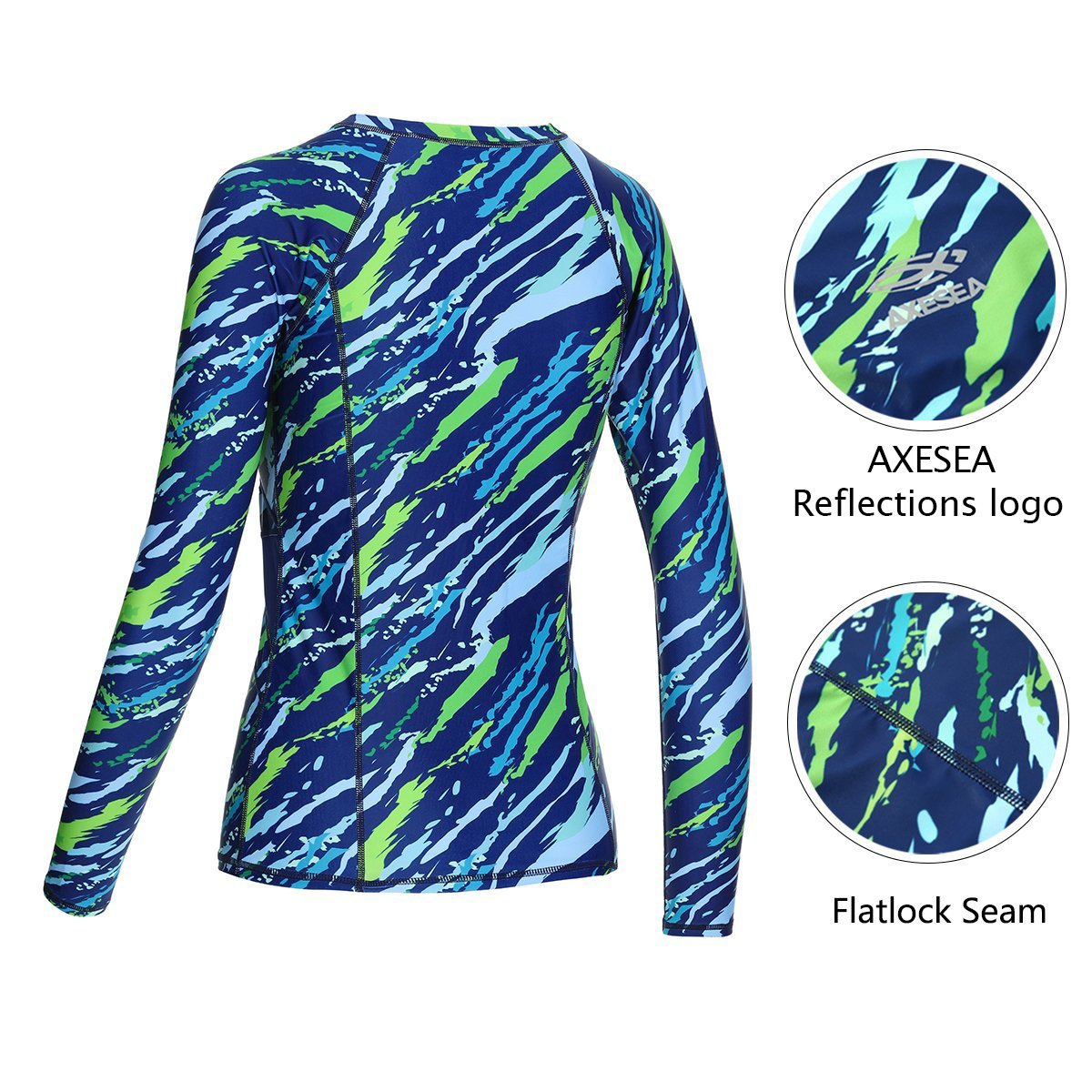 AXESEA Women Long Sleeve Rash Guard UPF 50+ UV Sun Protection Zip Front ...