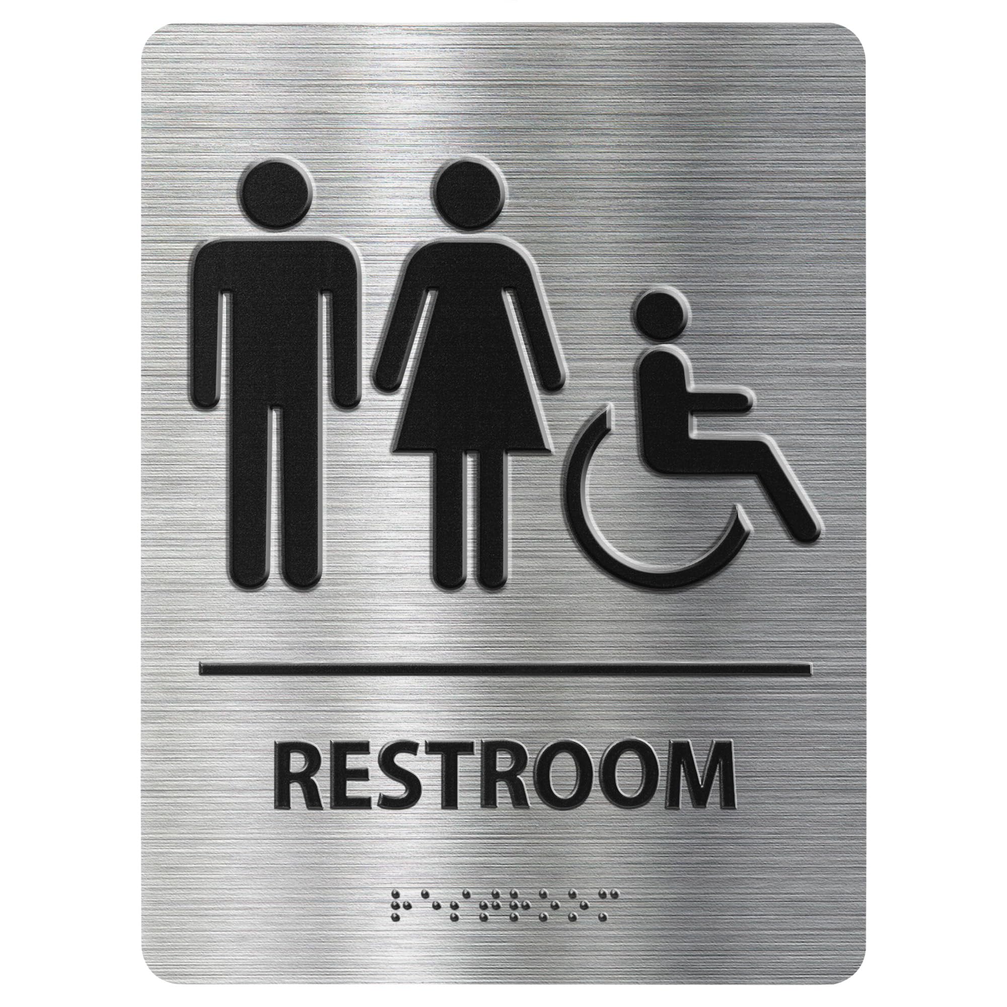 Restroom Sign with Braille – Unisex ADA Compliant Bathroom Sign for ...