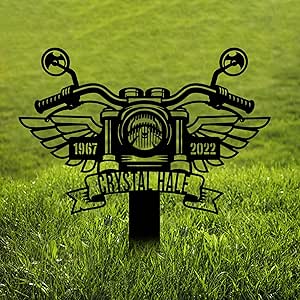 Amazon.com: Personalized Rider Memorial Metal Stake, Biker Memorial ...