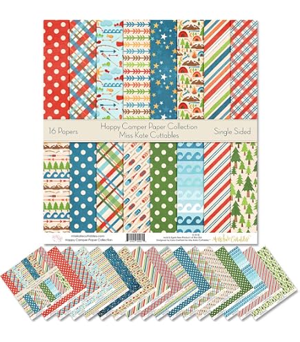 Scrapbook Paper Happy Camper Die Cuts & Paper Set - 16 Sheets & 60 ...
