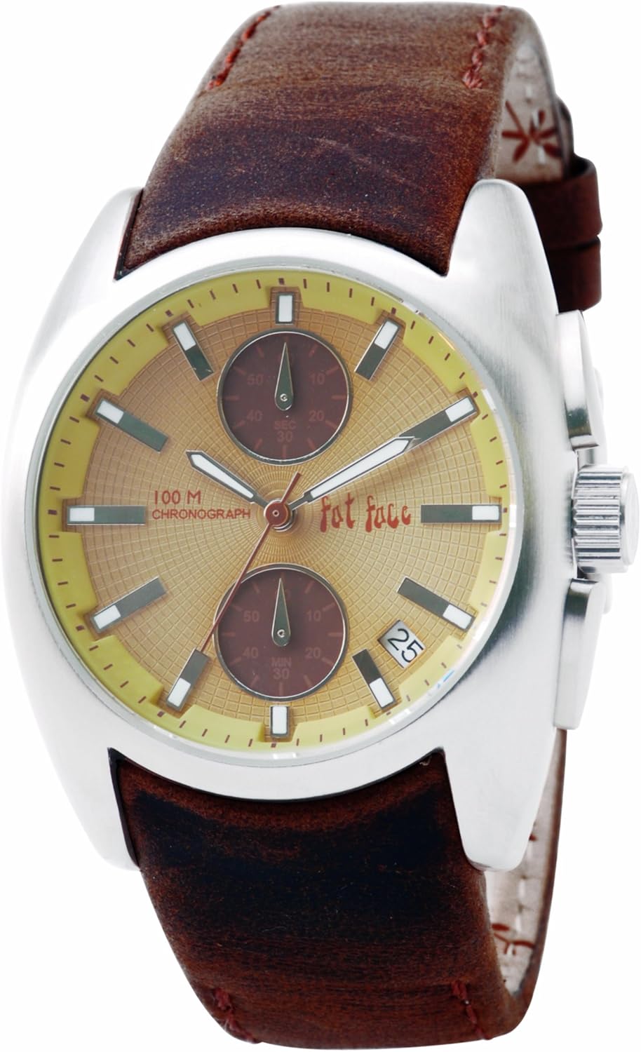 Fat Face Ladies chronograph brown leather strap watch : Amazon.co.uk ...