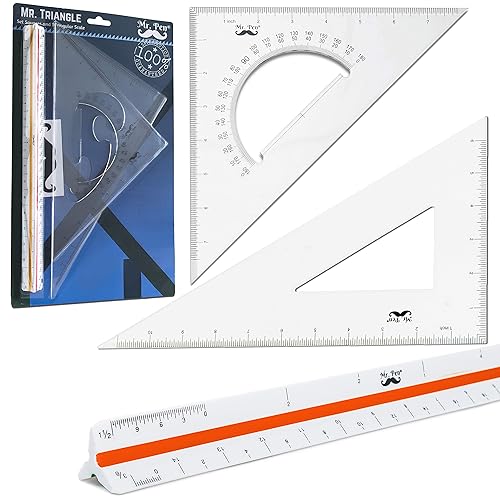 Mr. Pen Architectural Triangular Ruler Set with 12 Inch Triangular ...