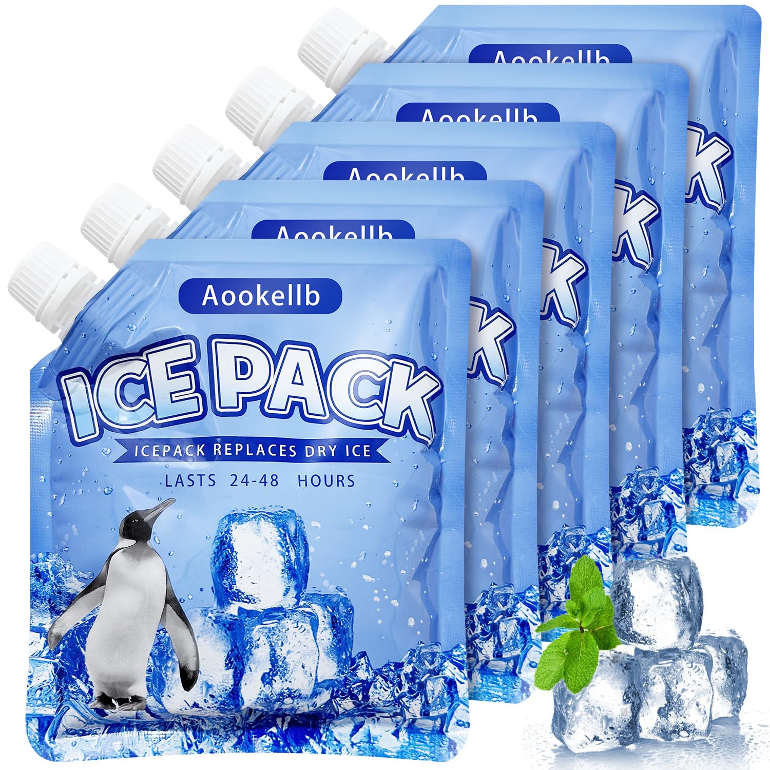2025 Reusable Ice Packs for Cooler, Aookellb Long Lasting Gel Freezer ...