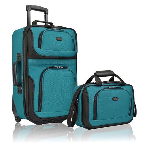 U.S. Traveler Rio Rugged Fabric Expandable Carry-on Luggage, 2 Rolling ...